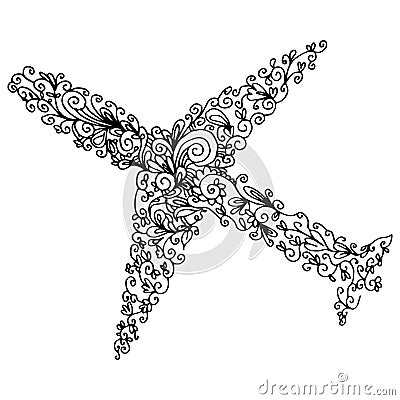 Zentangle Airplane Outline Vector Illustration | CartoonDealer.com ...