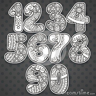Zentangle Numbers Set. Collection Of Doodle Numbers With Zentangle ...