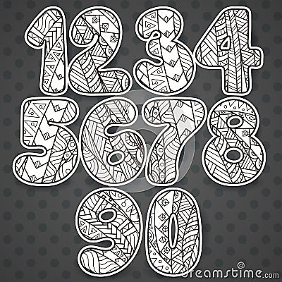 Zentangle Numbers Set. Collection Of Doodle Numbers With Zentangle ...