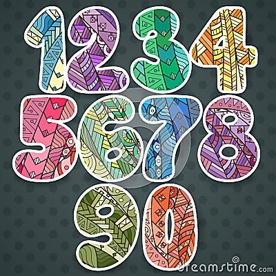 Zentangle Numbers Set. Collection Of Doodle Numbers With Zentangle ...