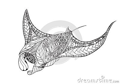 Zentangle Stylized Manta Ray, Mobula, Devil Fish. Cartoon Vector ...