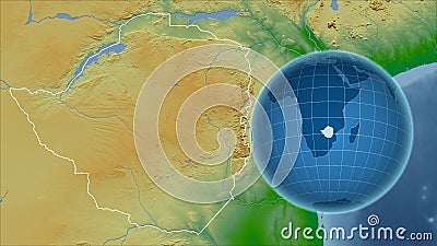 Zimbabwe and Globe. Bumps Shaded Stock Footage - Video of land ...