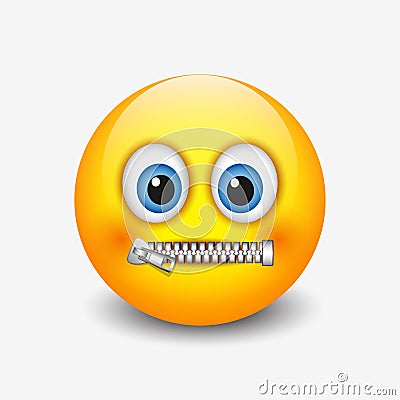 Zipped Mouth Smiley, Emoticon, Emoji - Vector Illustration ...