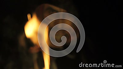 Zombie Looking on Camera through the Bonfire. Slowly Stock Footage ...