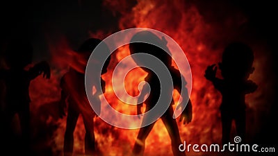 Zombies amid flames stock video. Video of beast, 1920x180p - 41571551