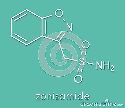 Zonisamide Epilepsy Drug Molecule. Skeletal Formula Royalty-Free Stock ...