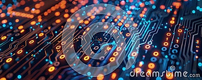 Zoom In Detail Of Binary Code On A Microchip Surface, A Metaphor For The Foundation Of Digital ...