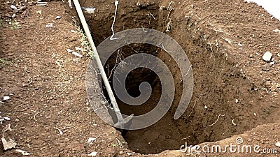 Zoom in on the Shovel Inside the Grave Stock Video - Video of tomb ...