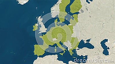 Zoom in To Map of European Union Countries Stock Video - Video of plan ...