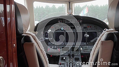 Zoom in View of the Dashboard in the Empty Cockpit Stock Footage ...