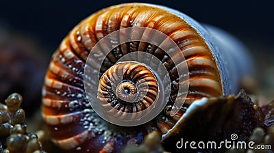 A Zoomed In Portrayal Of A Snails Spiral Shell. AI Generated Stock ...