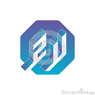 ZU Or 2U - Monogram Or Logotype. Volume Alphabet. Three-dimension ...