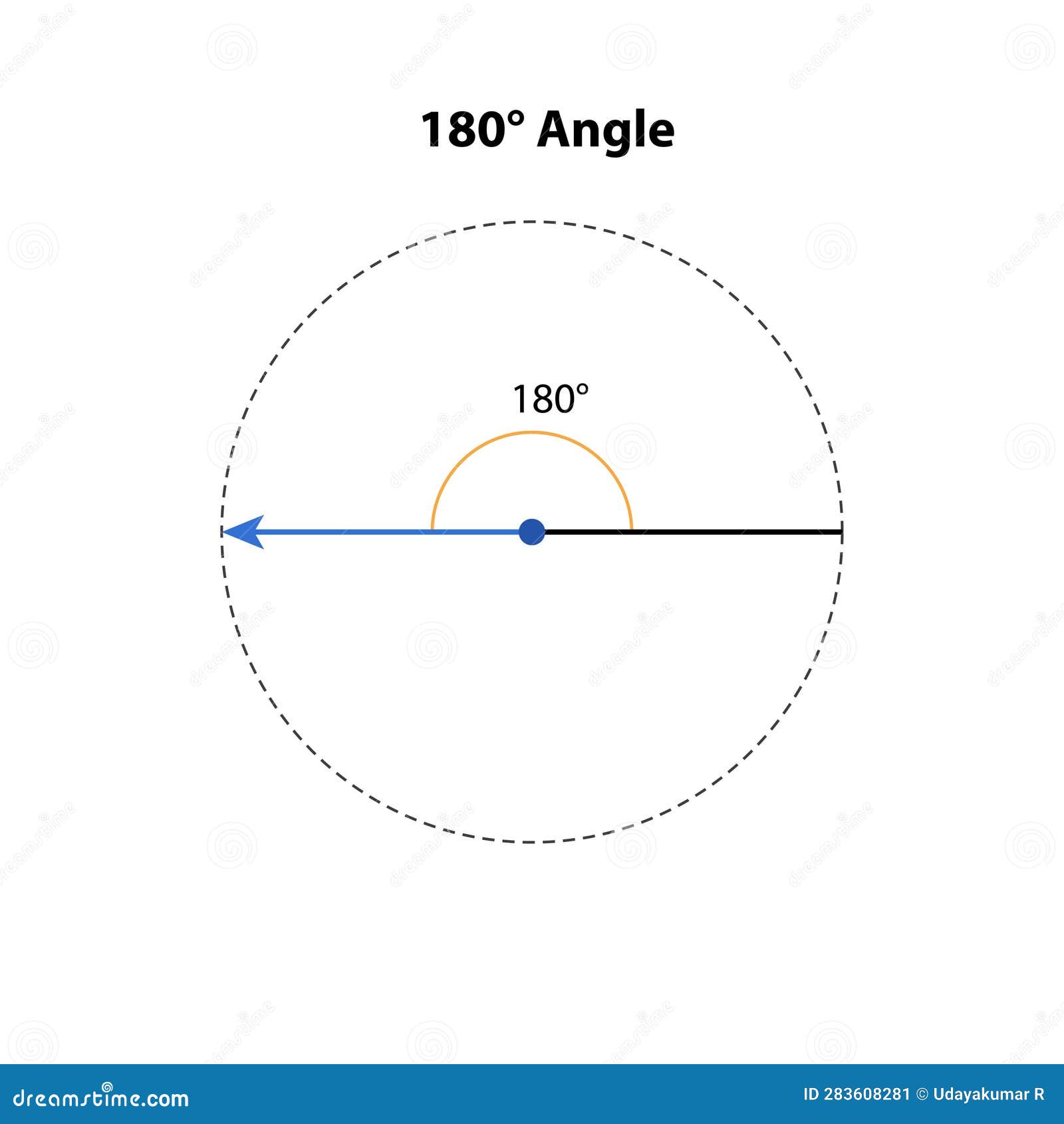 One Eighty Degree Angle. Vector Illustration. Math Geometric. Isolated ...