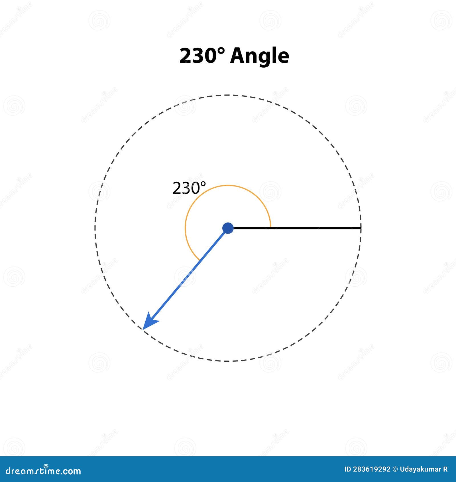 230Â° Degree Angles. Vector Illustration. Math Geometric Stock Vector ...