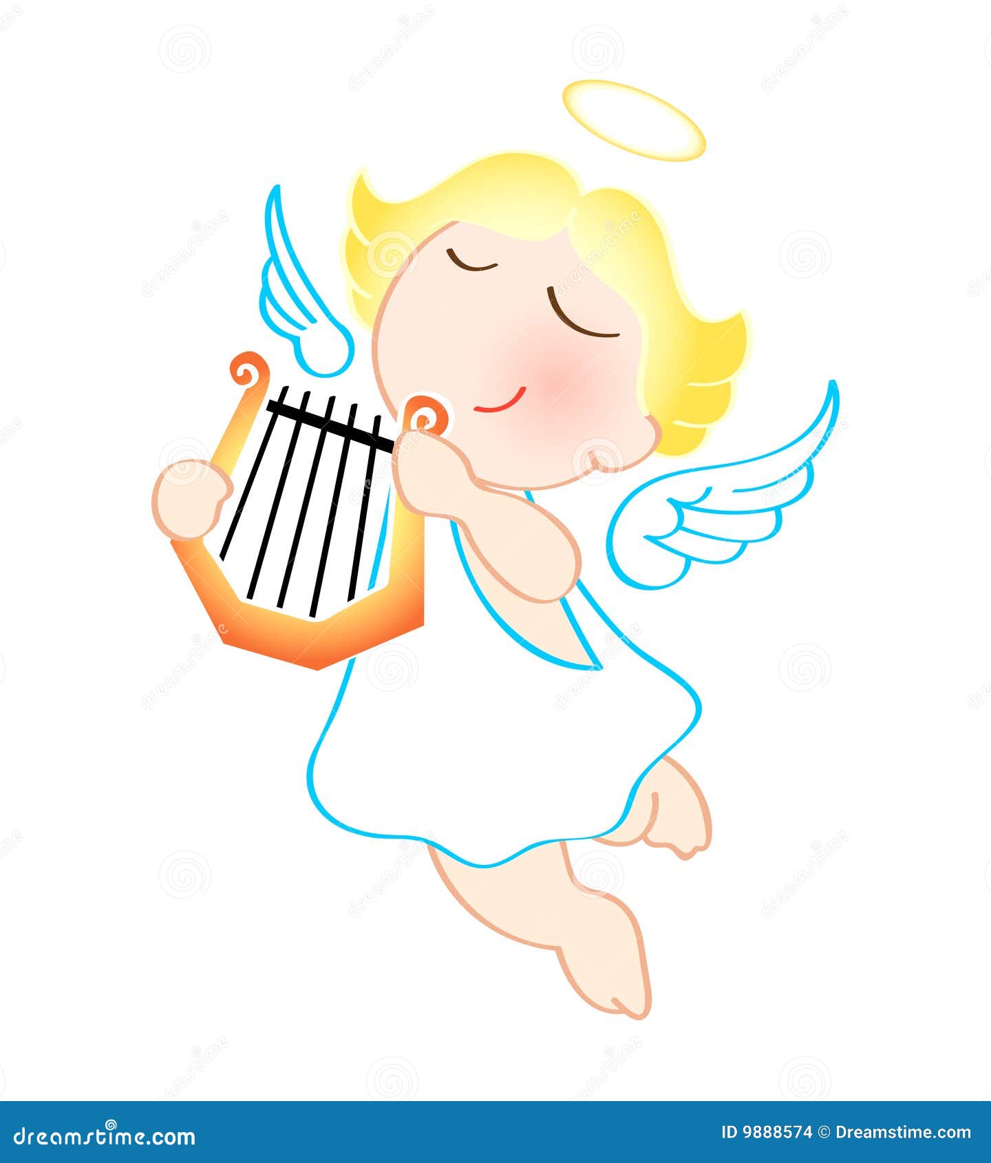 Ángel con la arpa ilustración del vector. Ilustración de cielo - 9888574