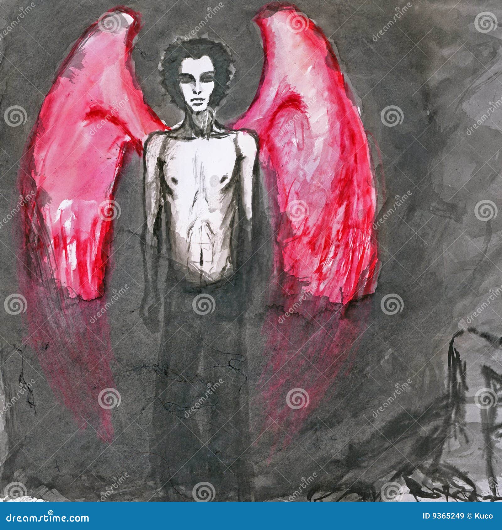 Ángel con las alas rojas stock de ilustración. Ilustración de papel ...