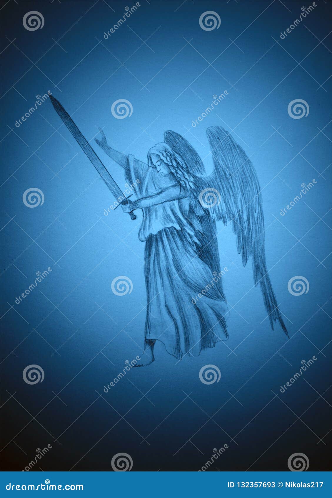 Ángel con una espada stock de ilustración. Ilustración de cristianismo ...