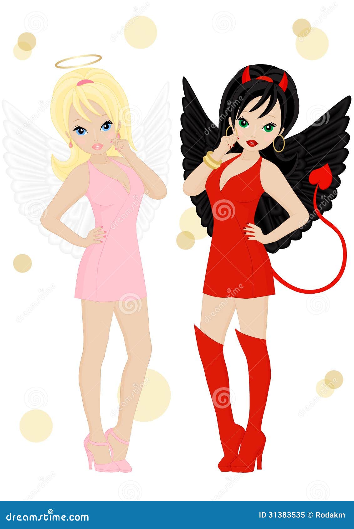 Ángel y diablo ilustración del vector. Ilustración de blanco - 31383535