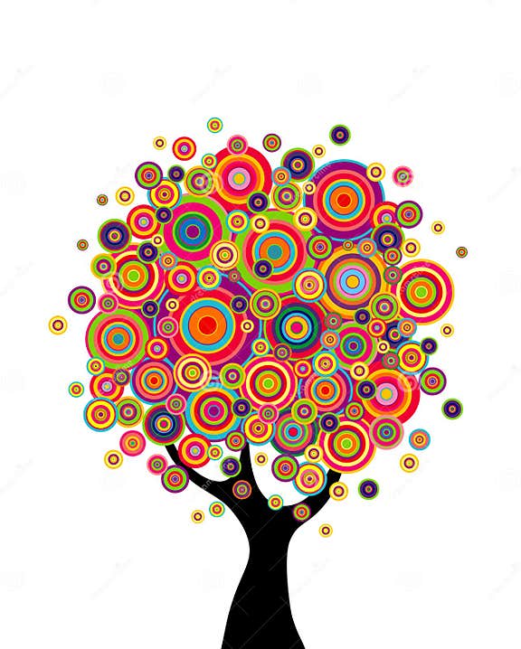 Árbol coloreado stock de ilustración. Ilustración de extracto - 10094416