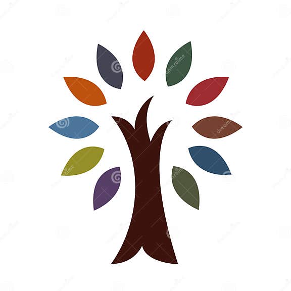 Árbol coloreado ilustración del vector. Ilustración de aislado - 16809818