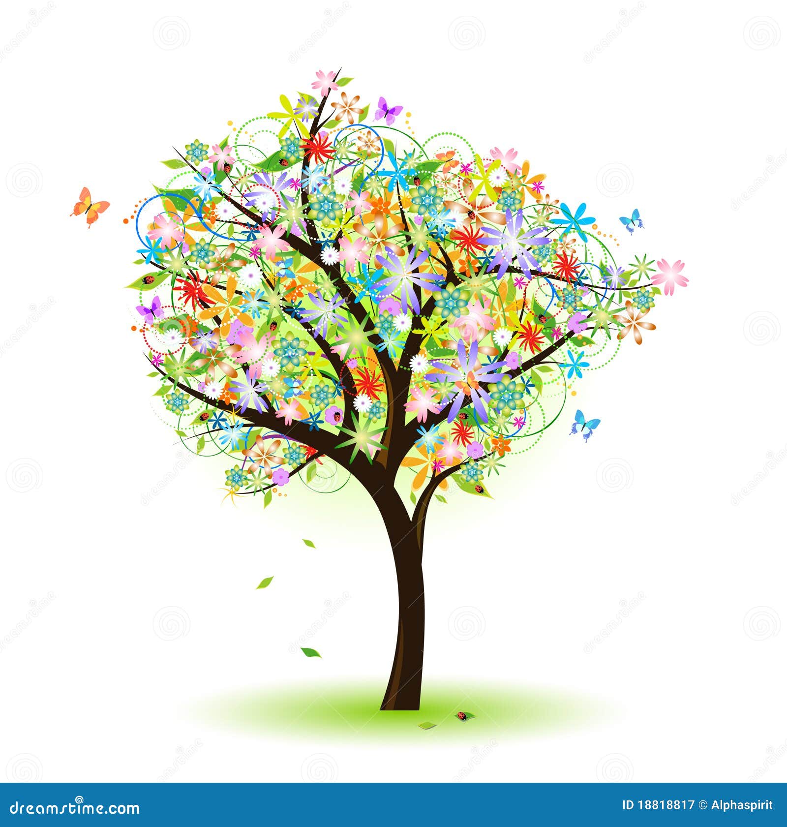 Árbol colorido ilustración del vector. Ilustración de flor - 18818817