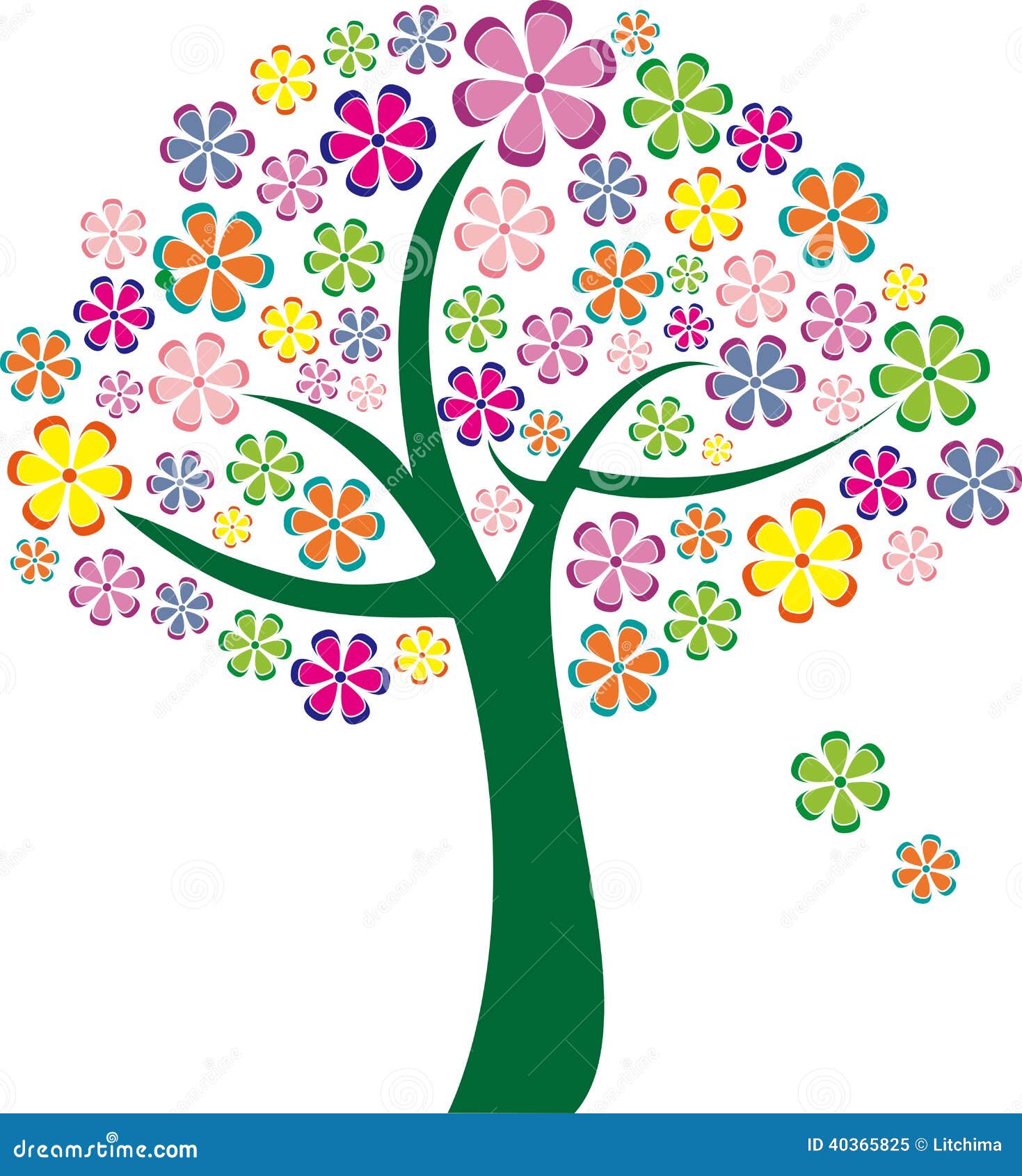 Árbol Colorido De Las Flores Del Vector Ilustración del Vector ...