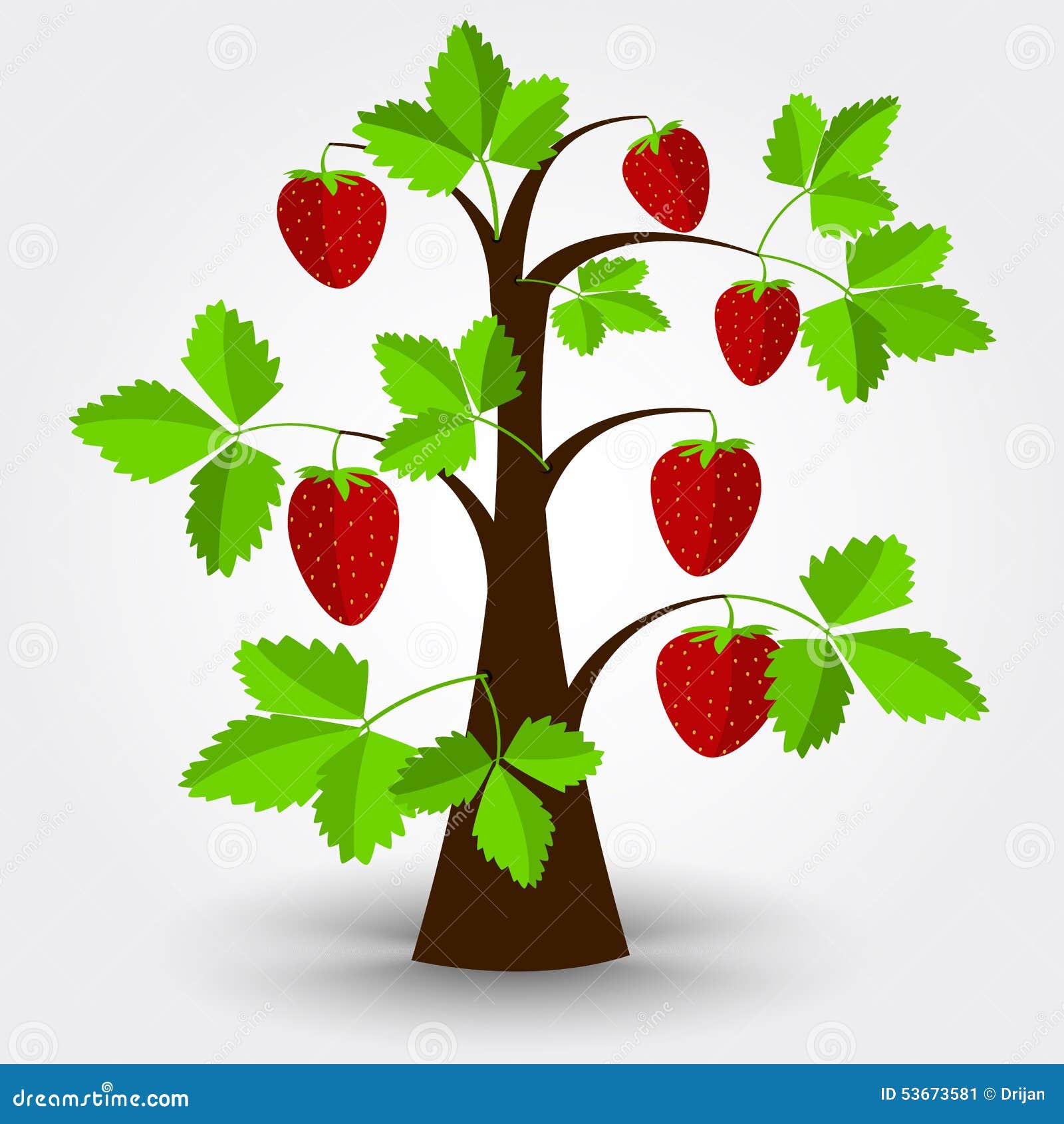 Árbol de fresa ilustración del vector. Ilustración de verano - 53673581