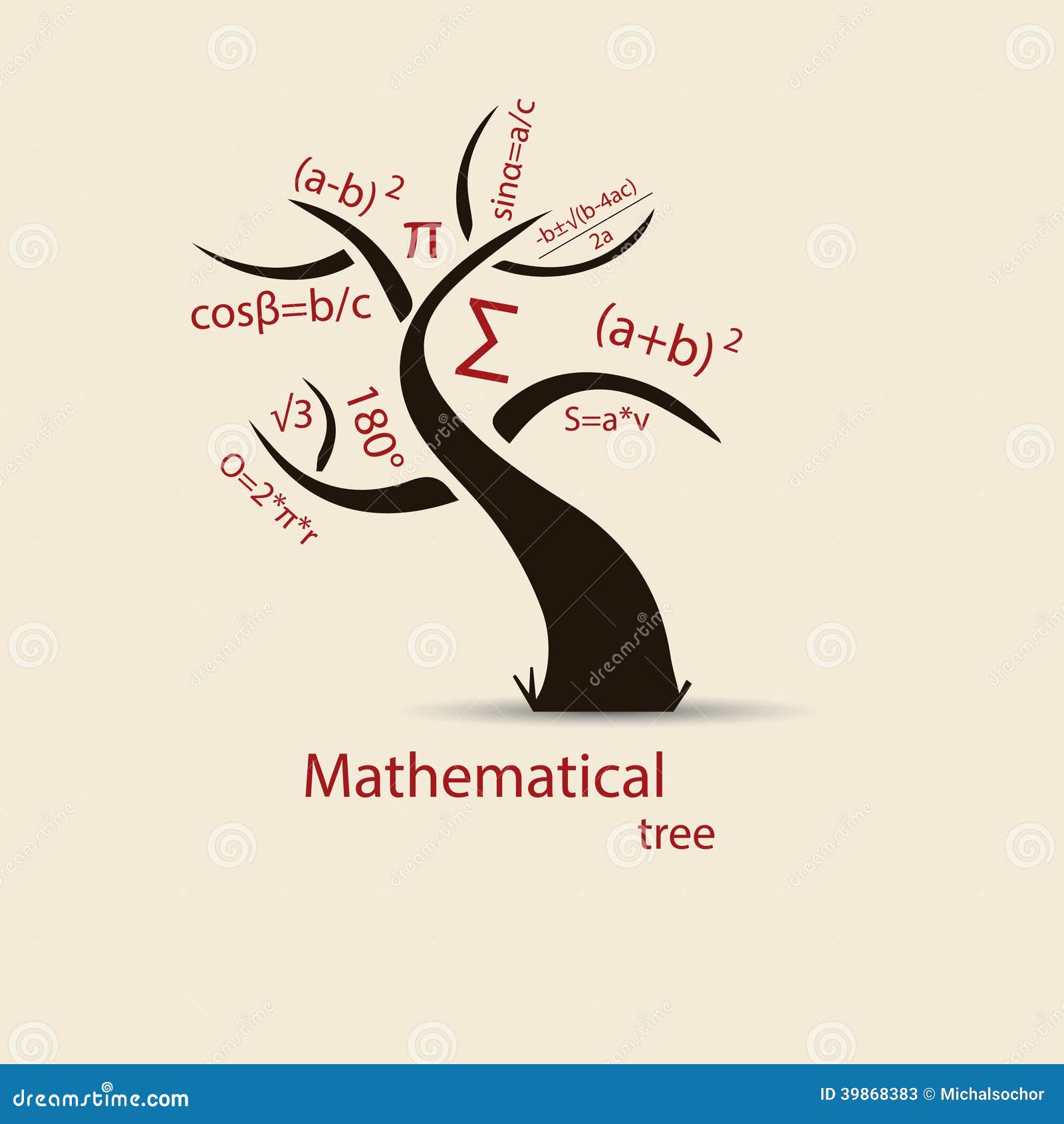 Árbol de la matemáticas ilustración del vector. Ilustración de crezca ...