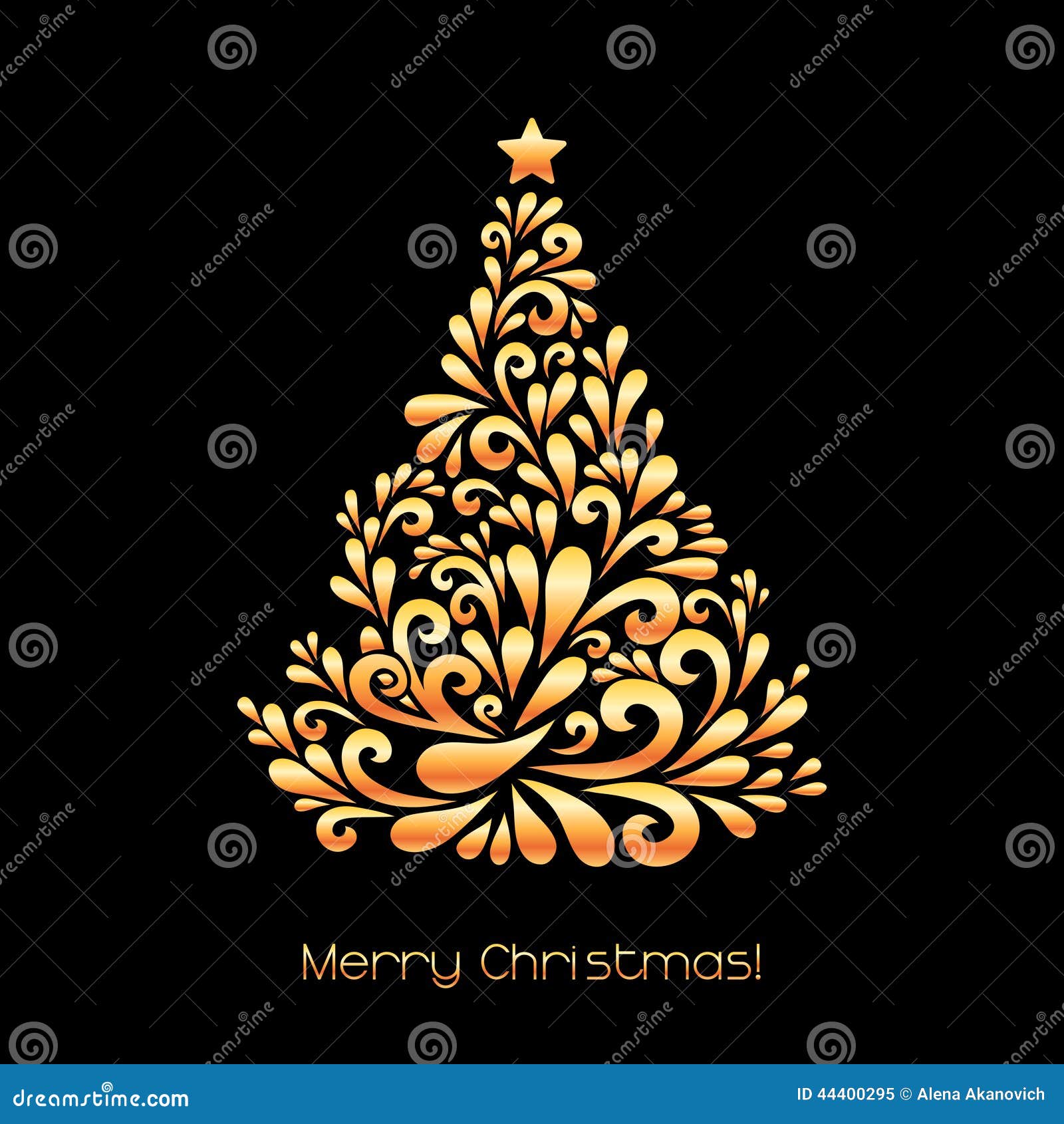 Árbol De Navidad Abstracto En Color Oro Ilustración del Vector ...