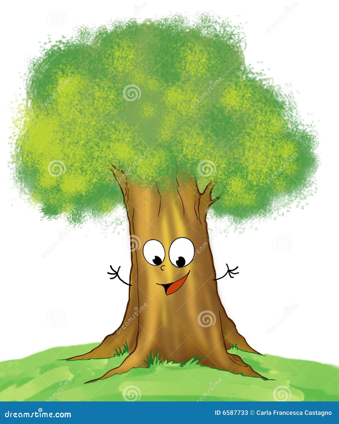Árbol de roble sonriente ilustración del vector. Ilustración de grande ...