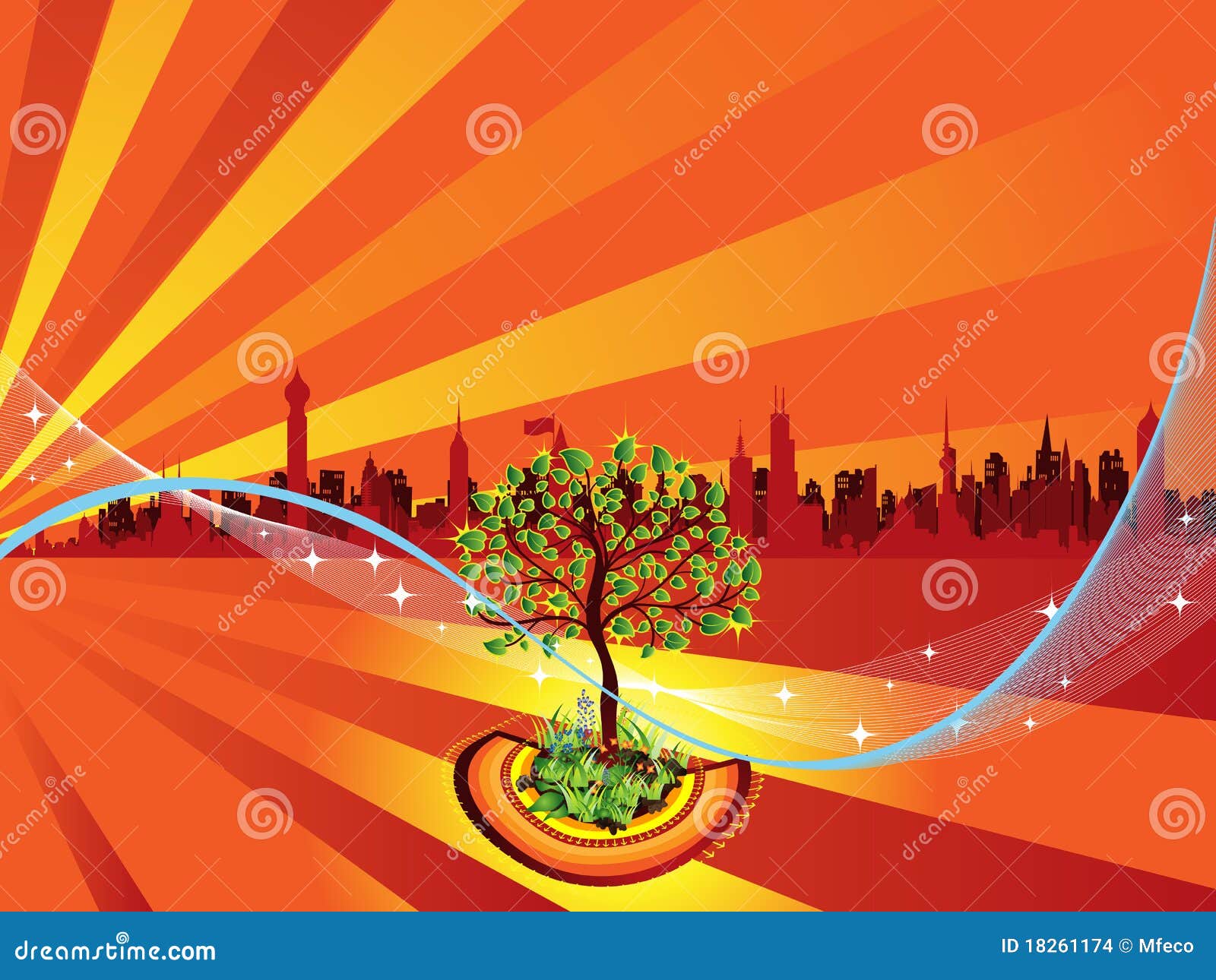 Árbol del milagro ilustración del vector. Ilustración de construido ...