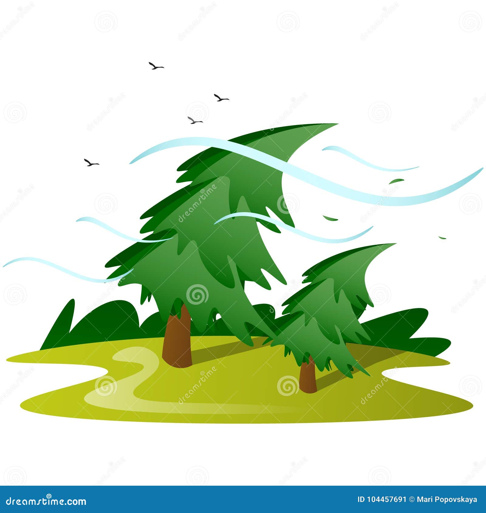 Árbol del viento aislado ilustración del vector. Ilustración de forma ...