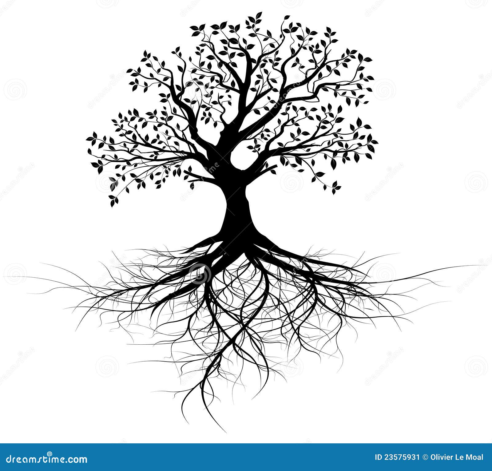 Árbol Negro Entero Con Las Raíces - Vector Ilustración del Vector ...