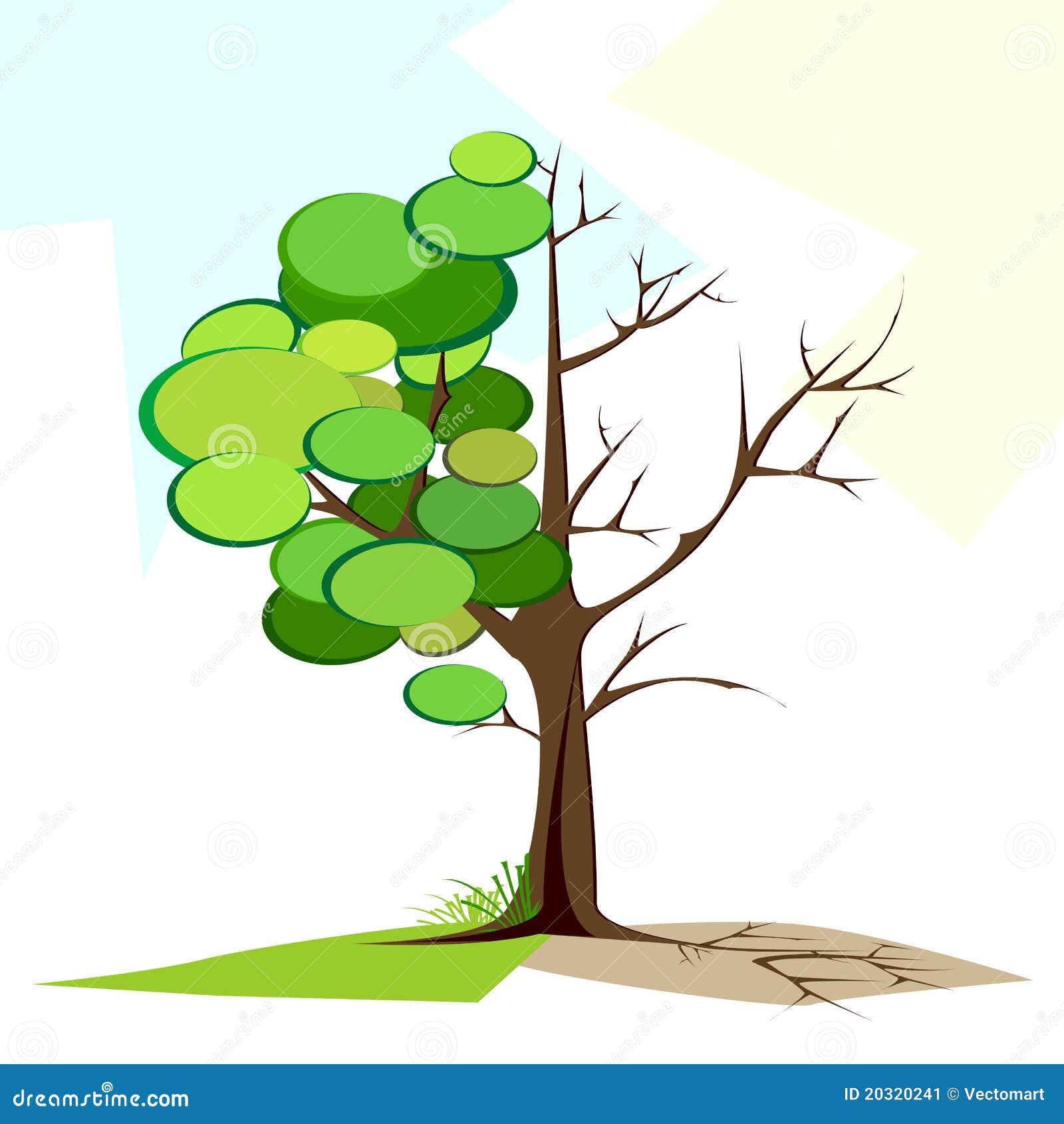 Árbol verde y seco ilustración del vector. Ilustración de follaje ...