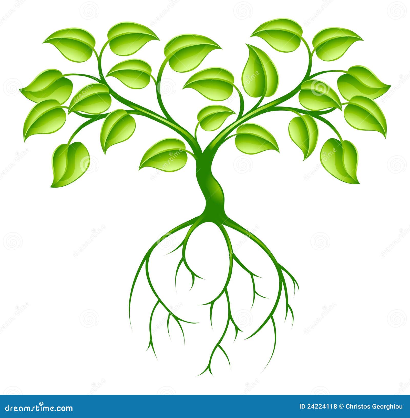Árbol y raíces verdes ilustración del vector. Ilustración de sencillo ...