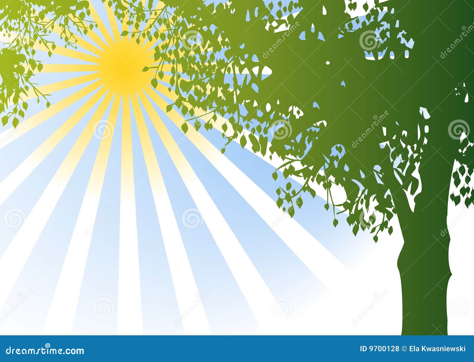 Árbol y sol del vector ilustración del vector. Ilustración de aislado ...