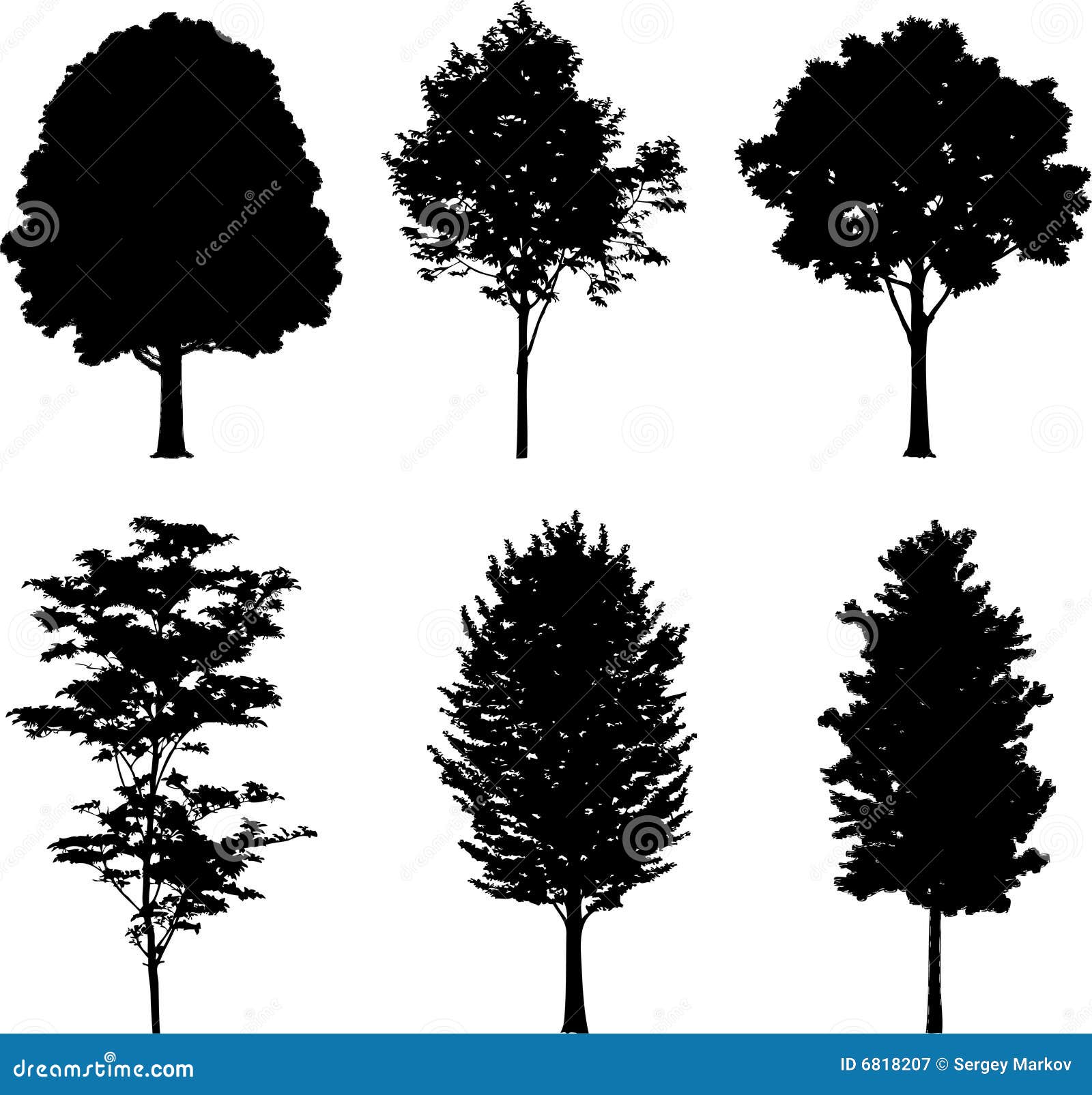 Árboles Aislados 17. Siluetas Ilustración del Vector - Ilustración de ...