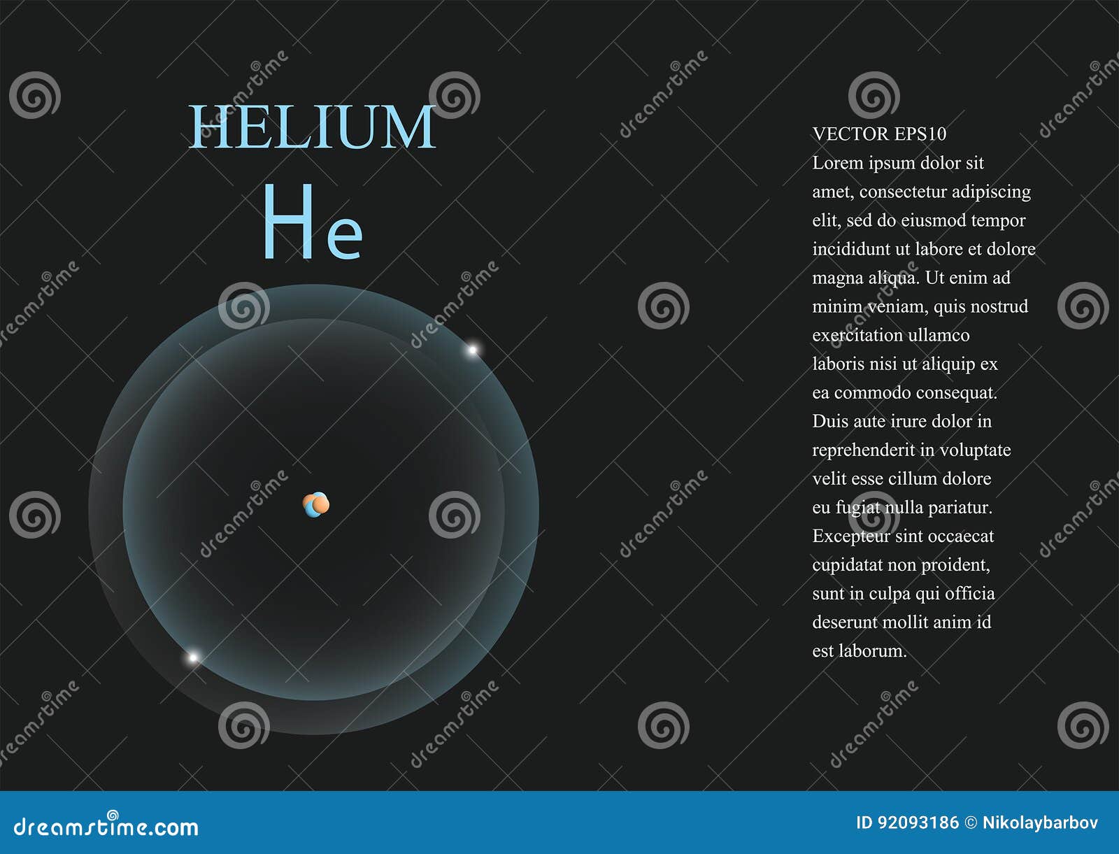 Átomo del helio ilustración del vector. Ilustración de educativo - 92093186