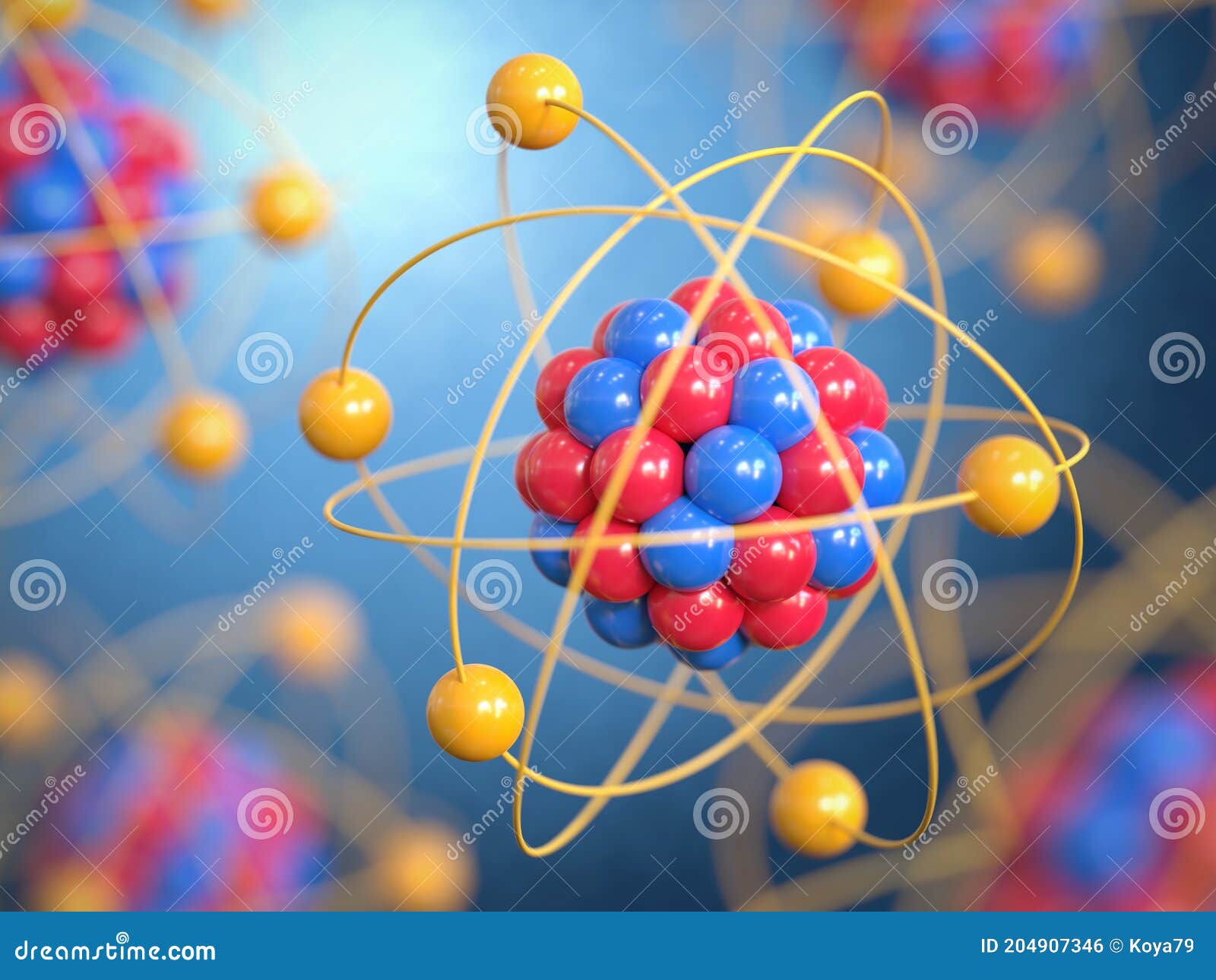 átomos 3d Renderizado Protones Neutrones Y Electrones Stock de ...