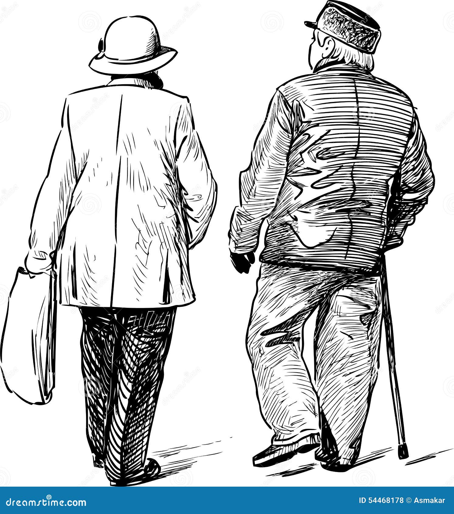 Ältere schlendernde Paare vektor abbildung. Illustration von gezeichnet ...