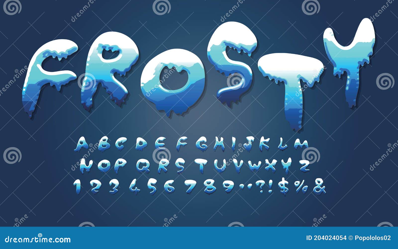 3D Frosty Alphabet Font. 3D Isometric Ice Letters And Numbers. Cartoon ...