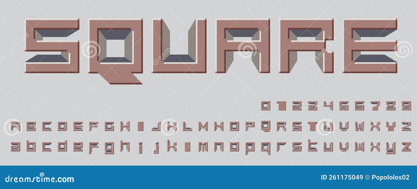 Blocky Square Fonts. Alphabet Letters And Numbers. Eps10 Vector ...