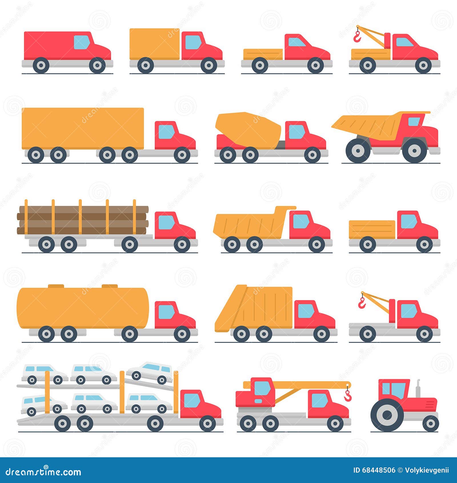 Åker Lastbil Fastställda Symboler Vektor Illustrationer - Illustration ...