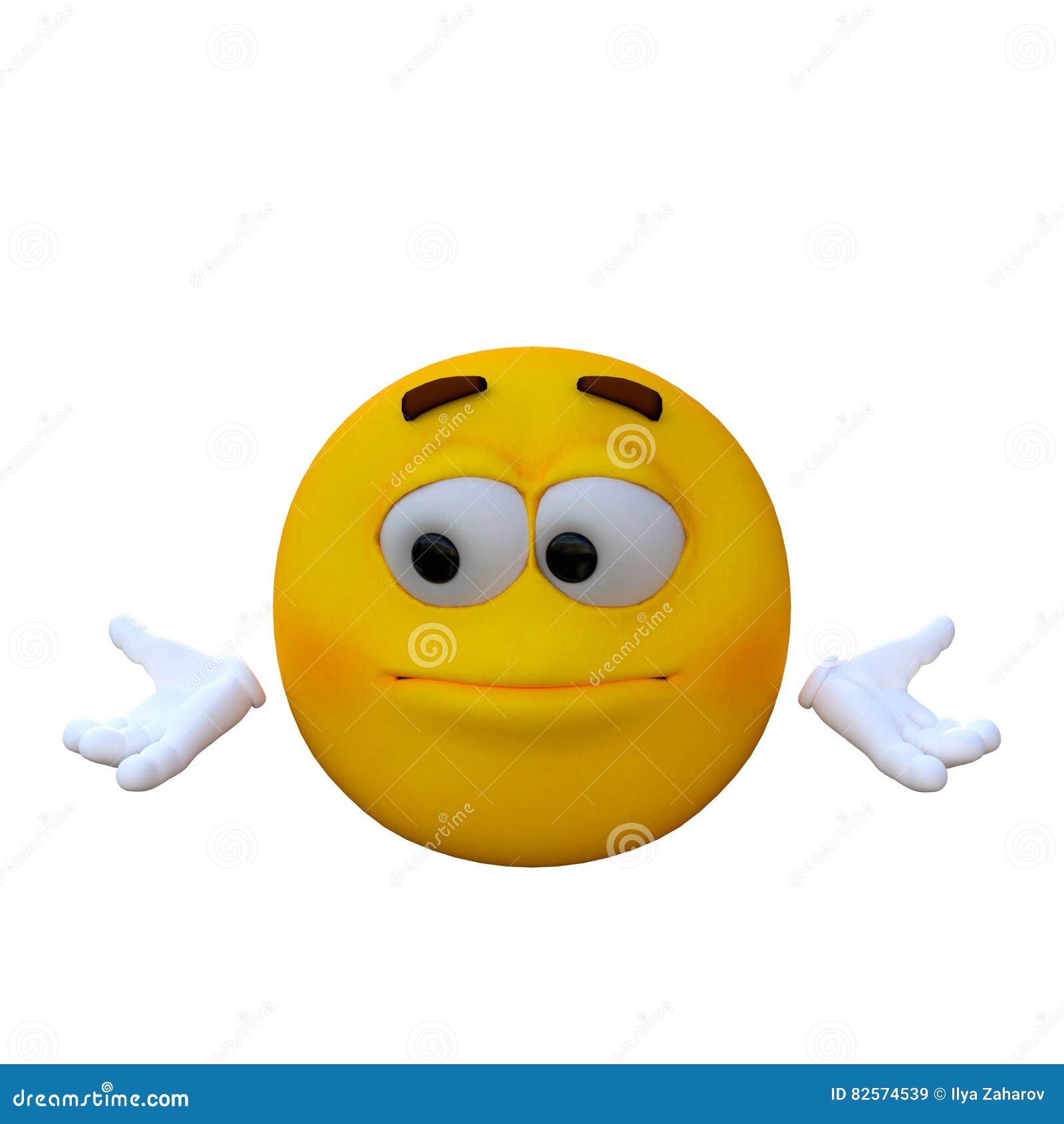 Één gele smiley met handen stock illustratie. Illustration of handen ...