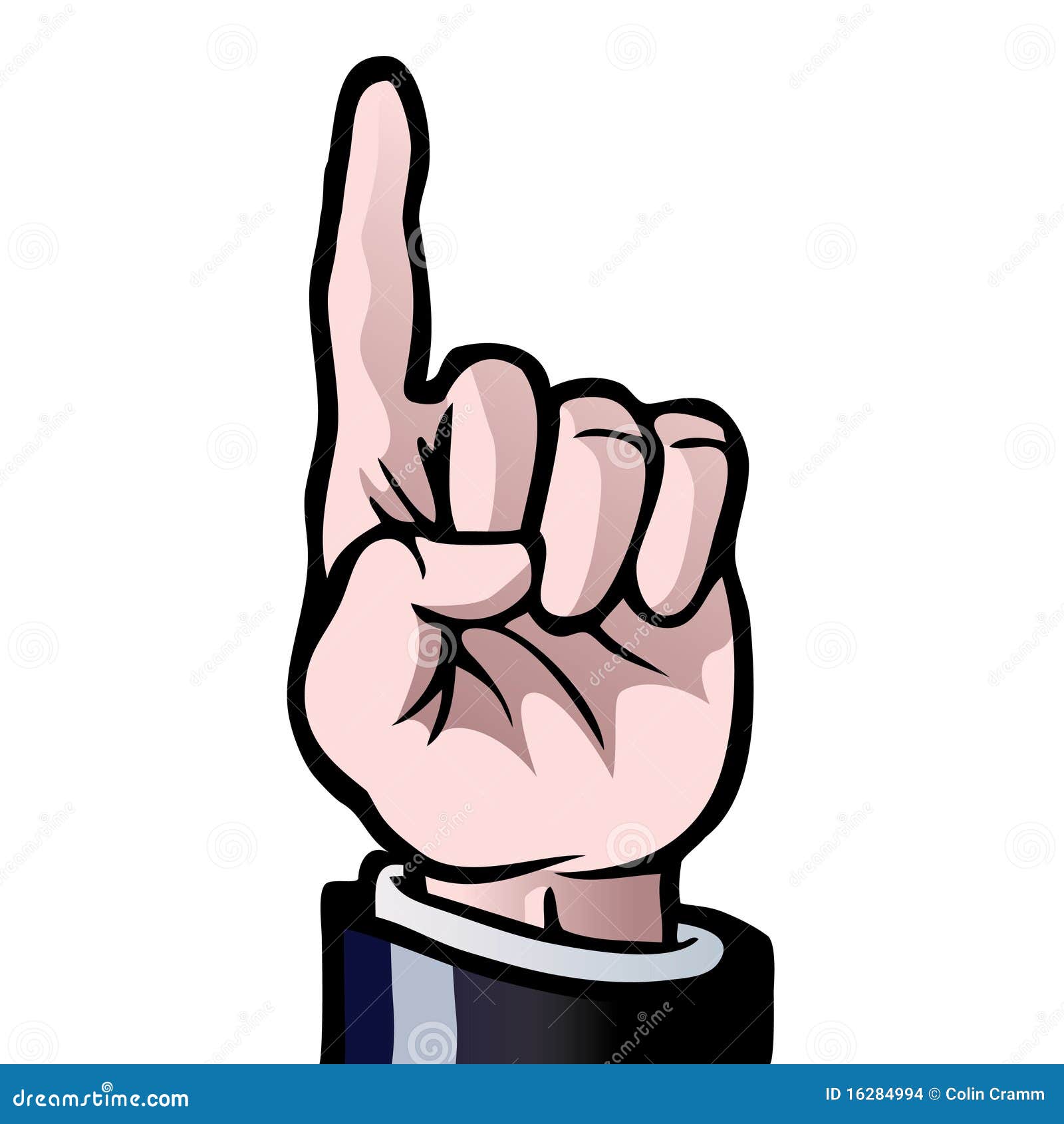 Één vinger omhoog vector illustratie. Illustration of tekening - 16284994