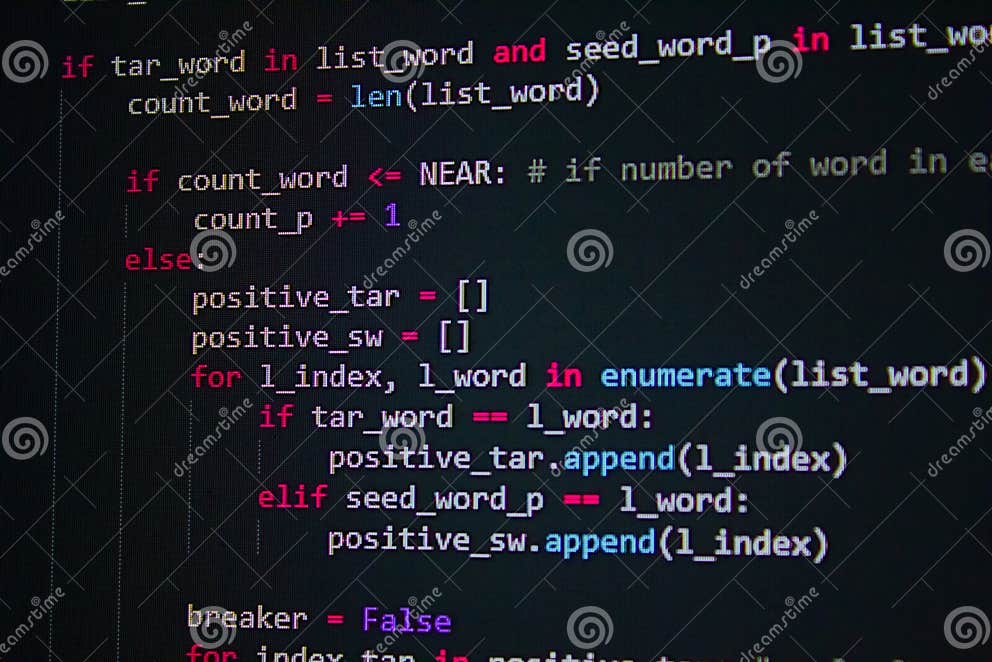 écran Du Code Source Du Logiciel. Code De Programmation. écriture Du ...