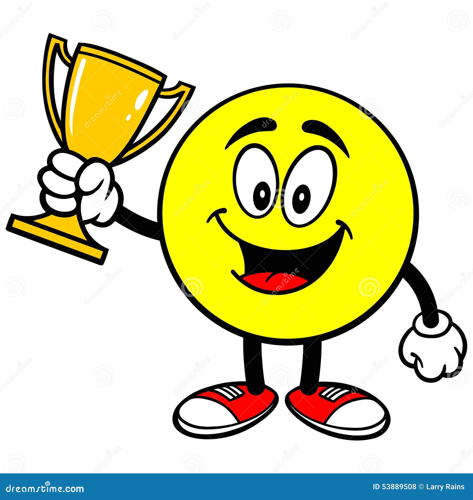 Émoticône avec le trophée illustration de vecteur. Illustration du ...