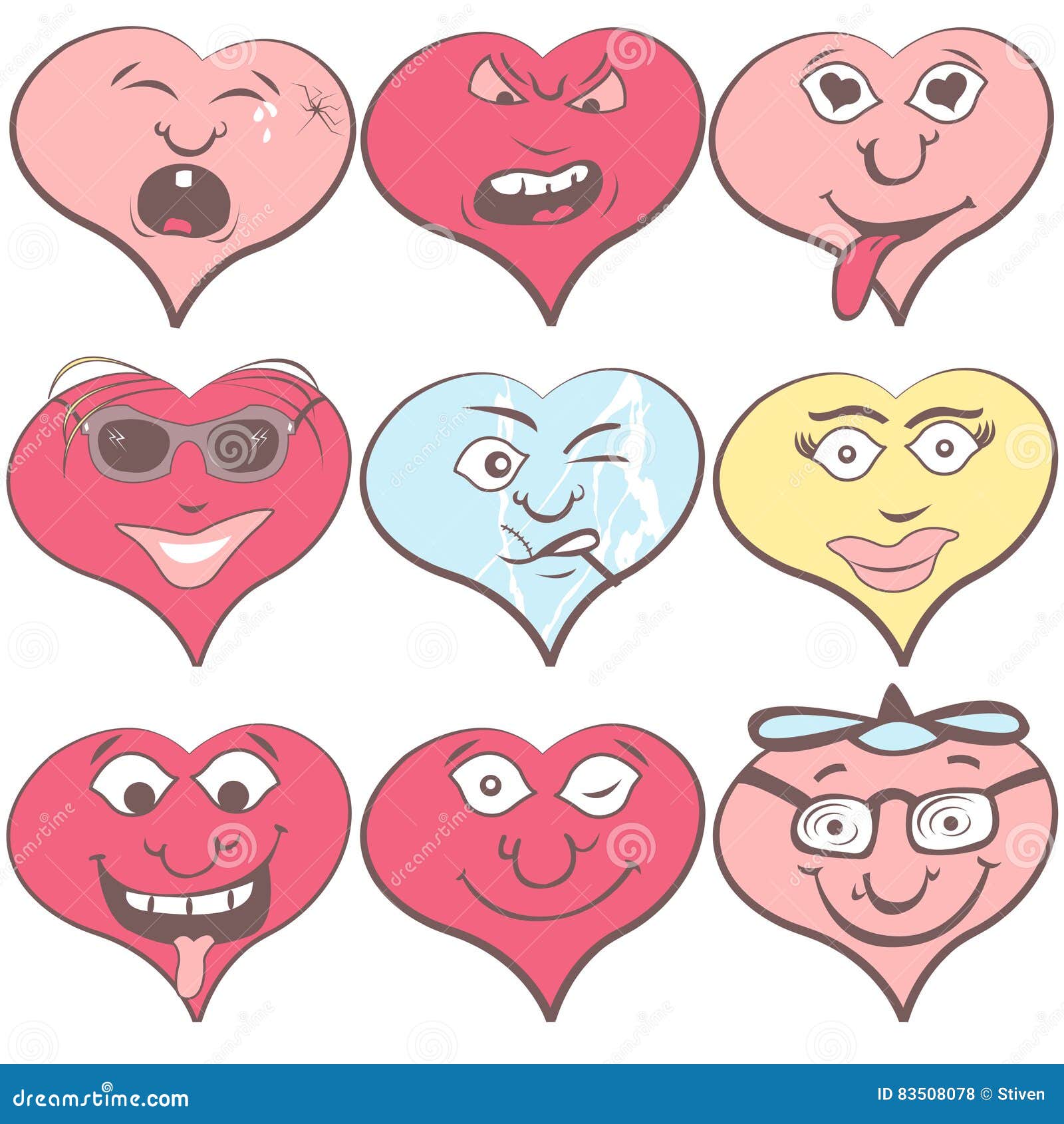 Émotions de coeurs illustration de vecteur. Illustration du heureux ...