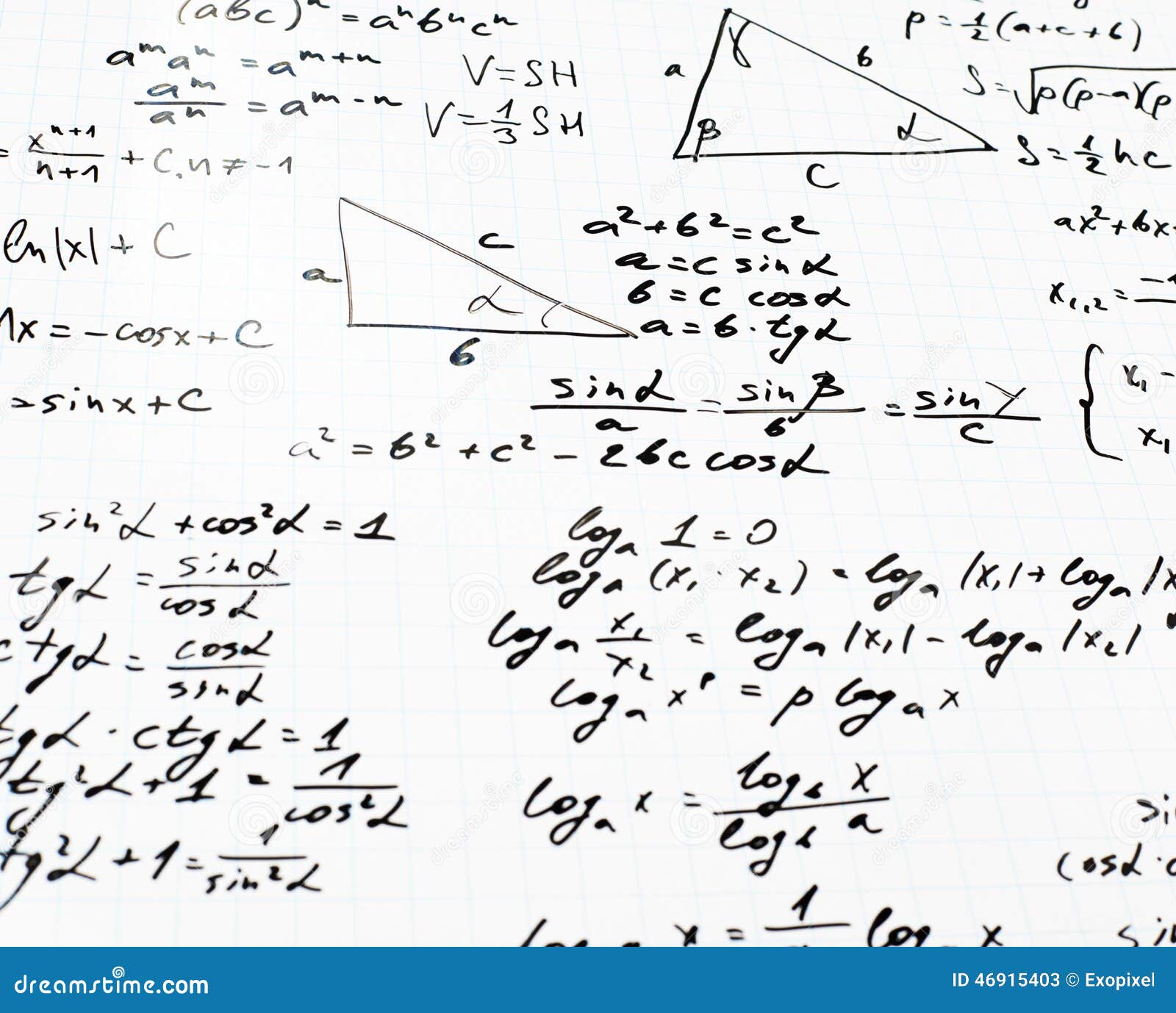 Équations Et Formules De Maths De Trigonométrie Image stock - Image du ...