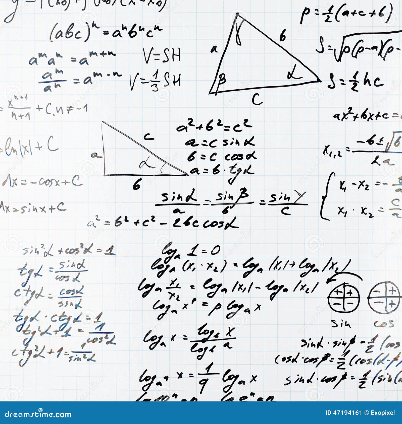 Équations Et Formules De Maths De Trigonométrie Image stock - Image du ...